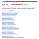 Complete Digital Marketing Syllabus For 2023 (Free PDF)